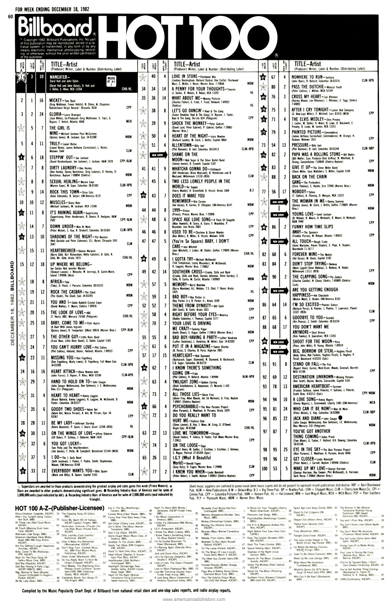 1982-12-18 AT40 – American Top 40 Charts